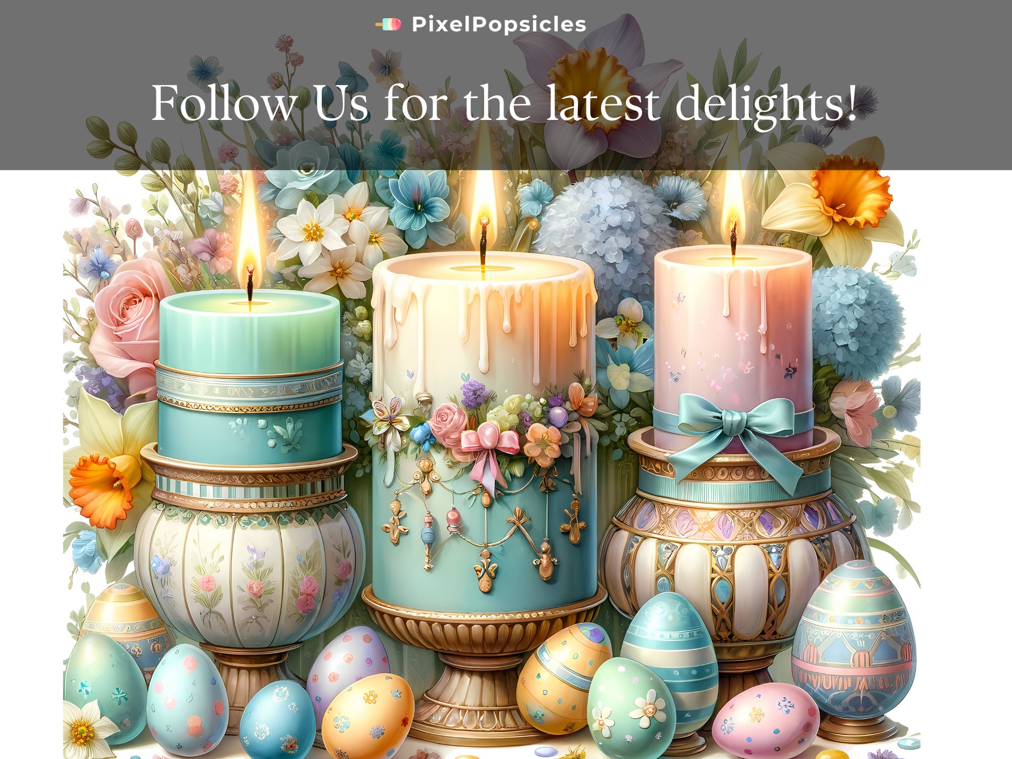 Easter Candle Clipart 12 High Quality Pngs, Memory Book, Junk Journals ...