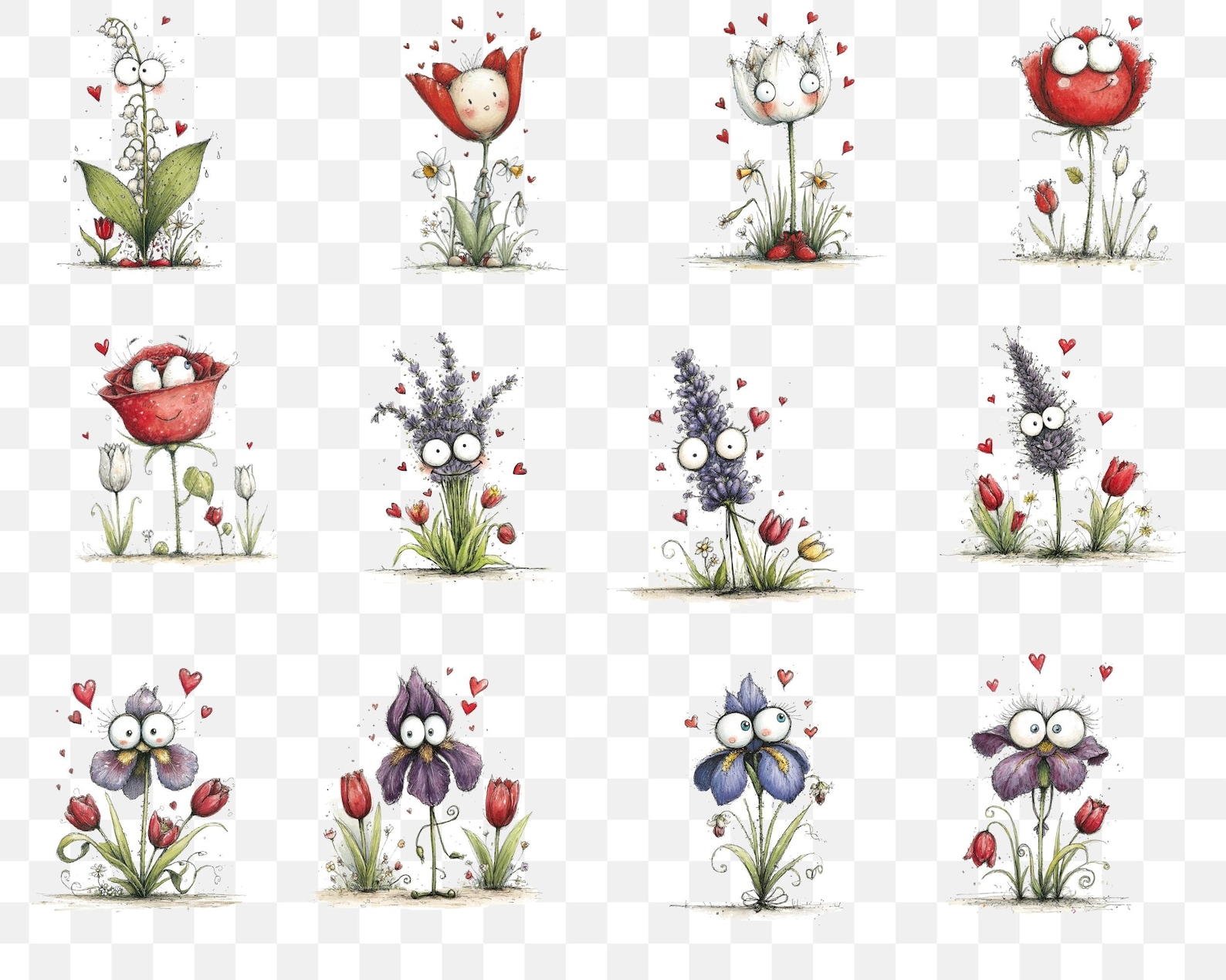 40 Whimsical Flower Clipart – Fantasy Floral Digital Art (PNG) - Etsy