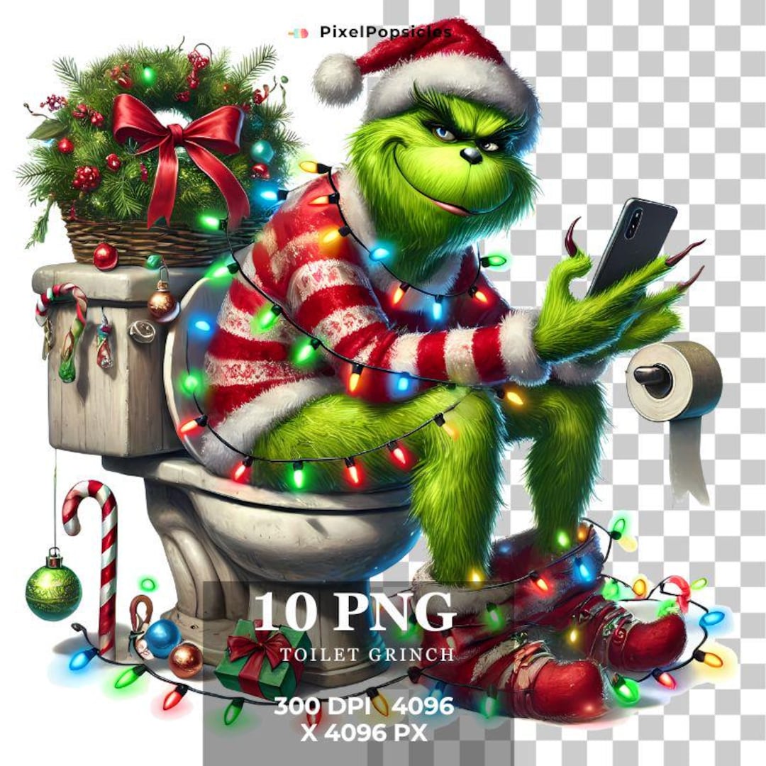 10 Grinch PNG, Grinch Toilet, Grinch Tumbler PNG, Funny Xmas PNG ...