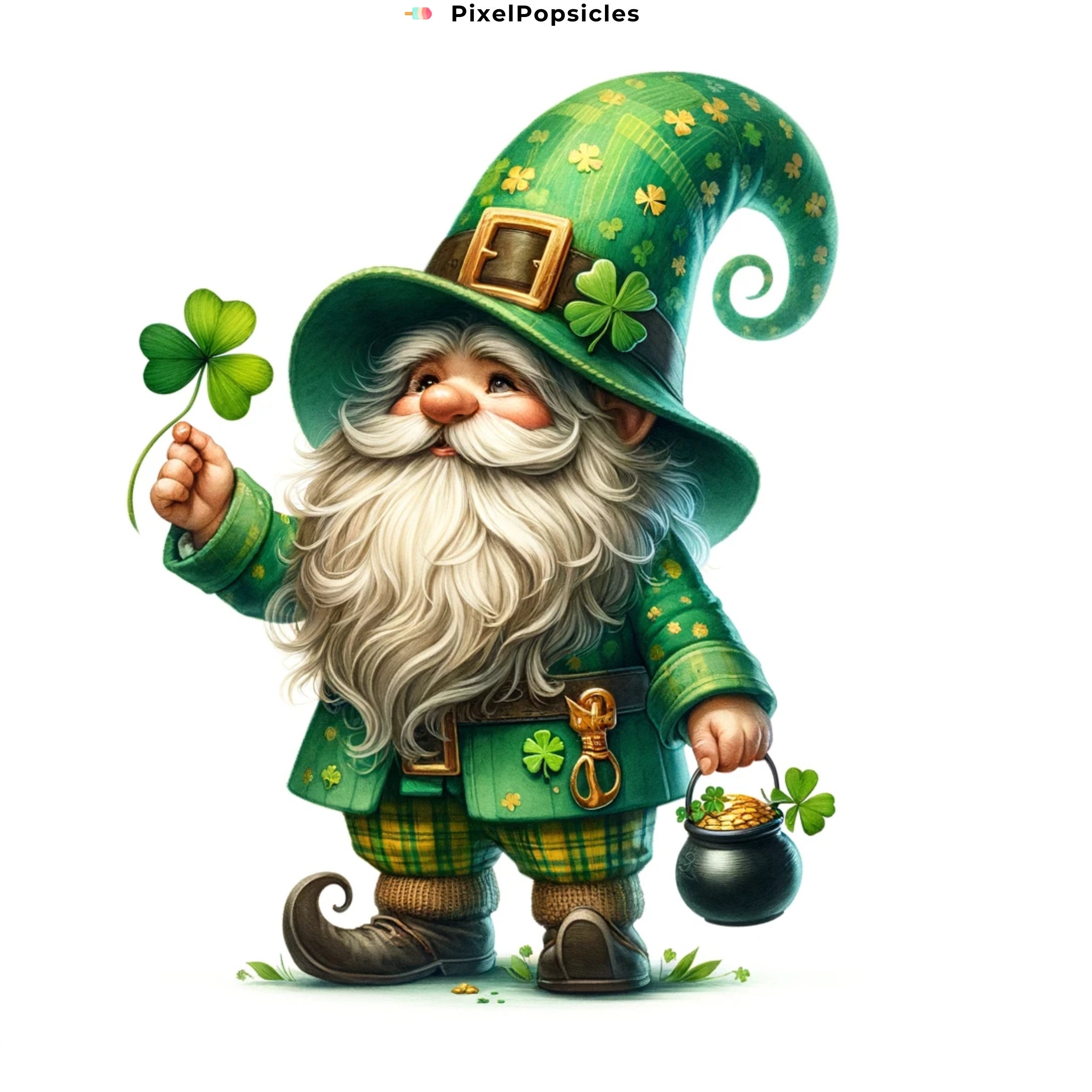 13 St Patrick Gnomes Clipart Illustration Watercolor PNG Set Saint ...
