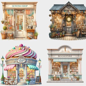 Cute Whimsical Store Clipart – Charming Shopfront PNG Bundle, Fantasy ...