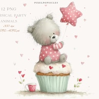 Birthday Animals Clipart Bundle, Woodland Jungle Animal With Party Hat ...