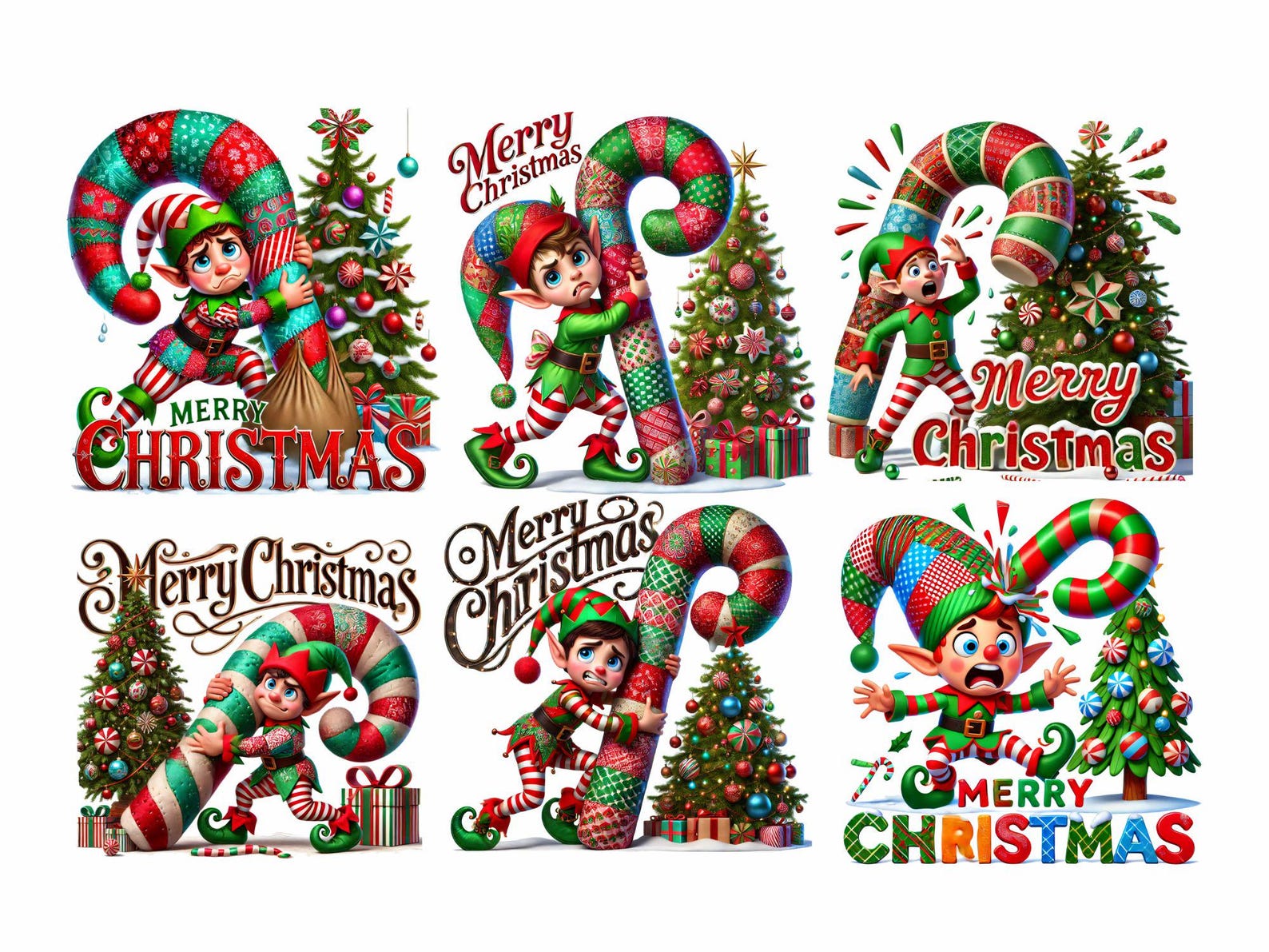 Christmas Elf Clipart: Festive Candycane PNG Images (commercial Use) - Etsy