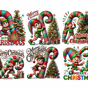 Christmas Elf Clipart: Festive Candycane PNG Images (commercial Use) - Etsy