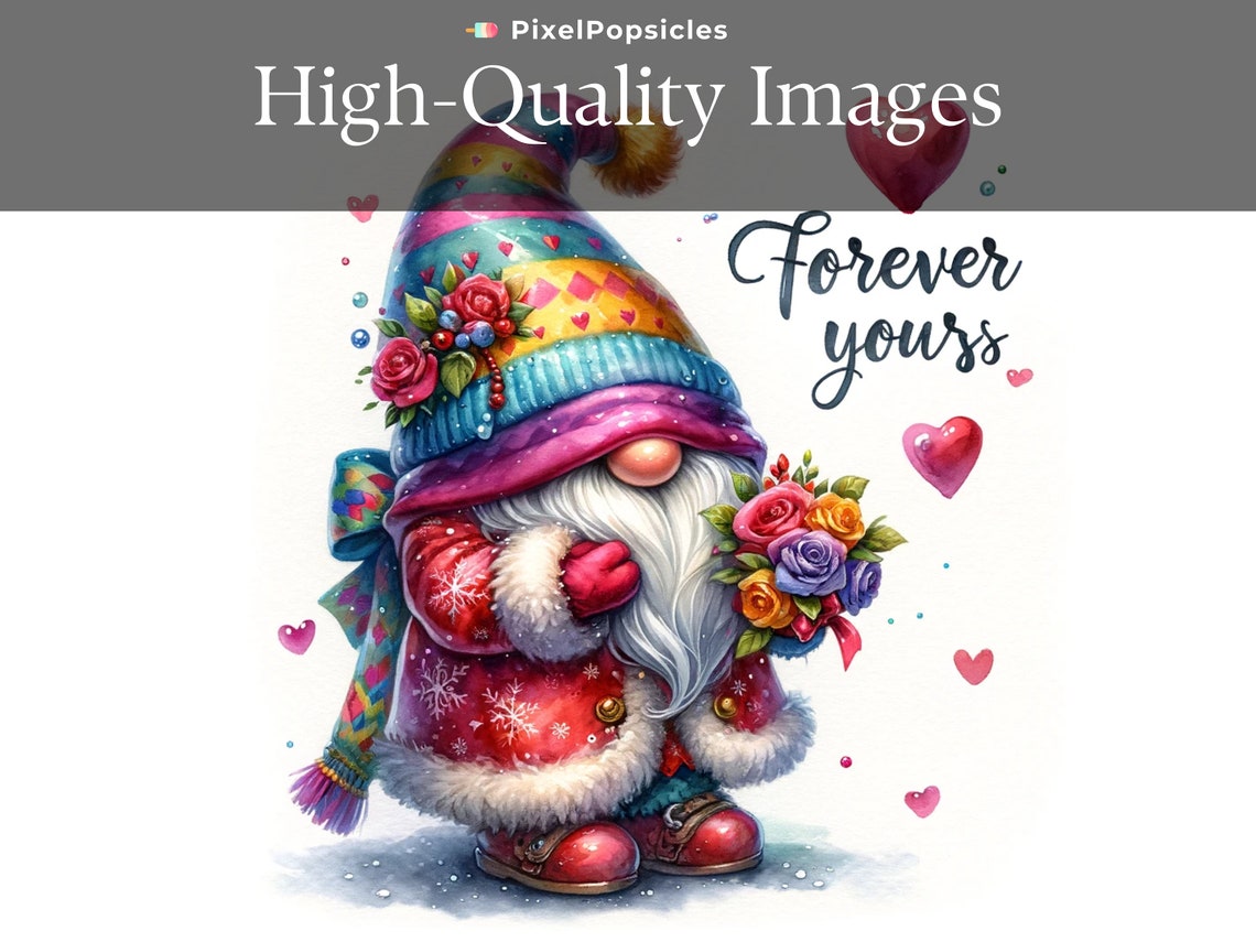 Valentines Gnome Clipart Bundle, Valentines Clipart, Valentines Png ...