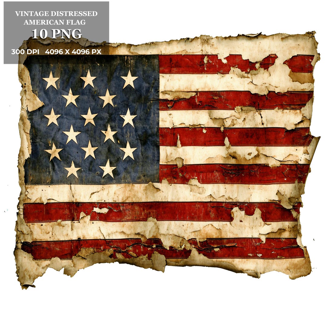 Vintage Distressed American Flag PNG - Torn USA Flag, Rustic Patriotic ...