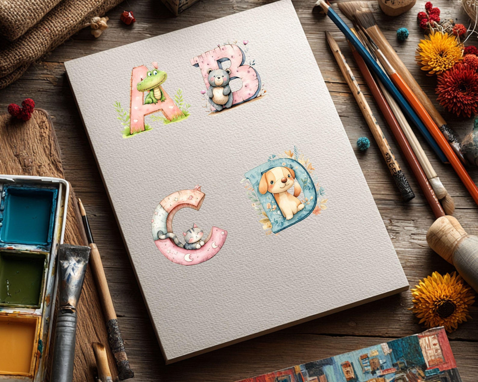 Watercolor Animal Alphabet Clipart – Nursery ABC Illustrations (digital ...