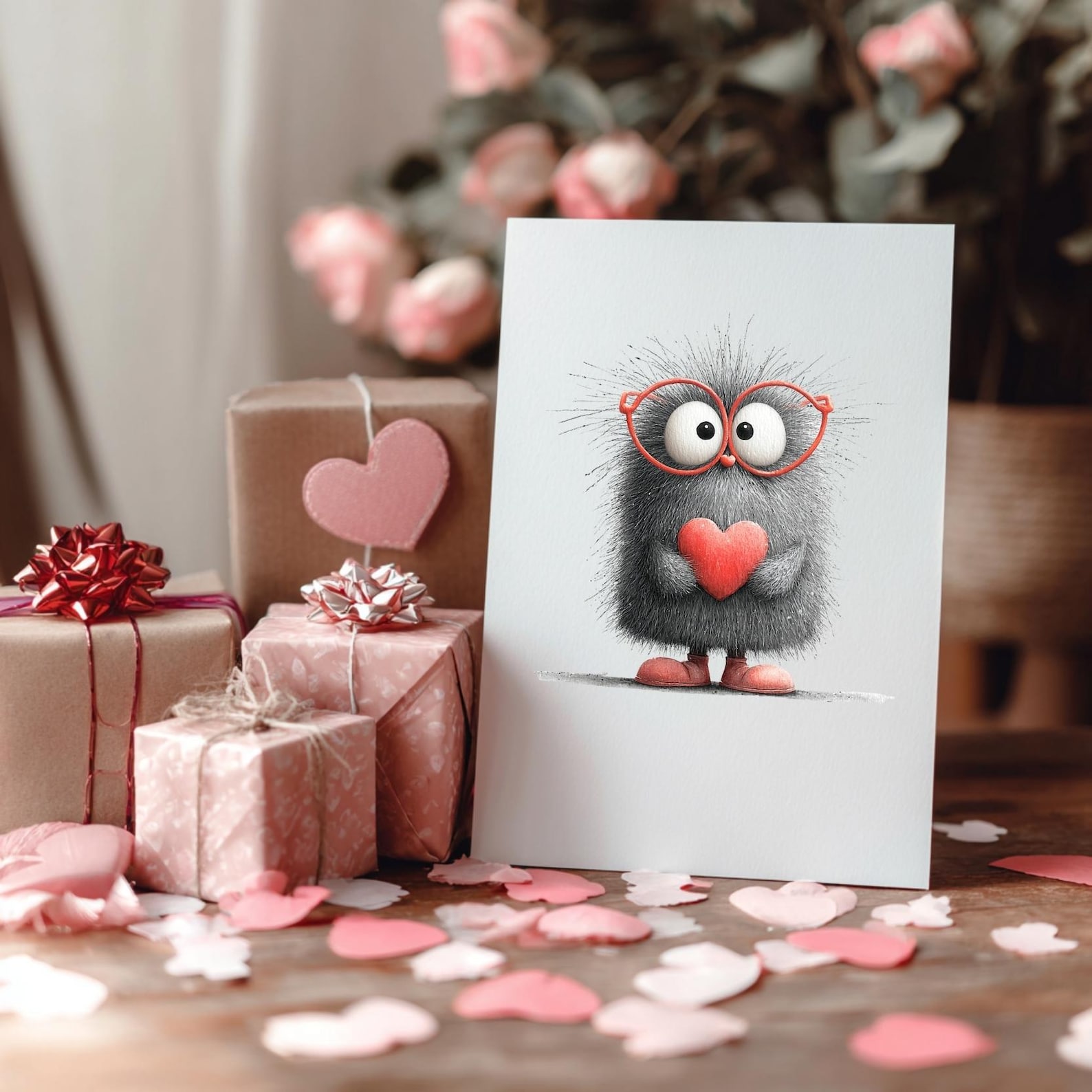 Valentine Monster Clipart Bundle, 14 PNG, Fluffy Monsters, Heart Treats ...