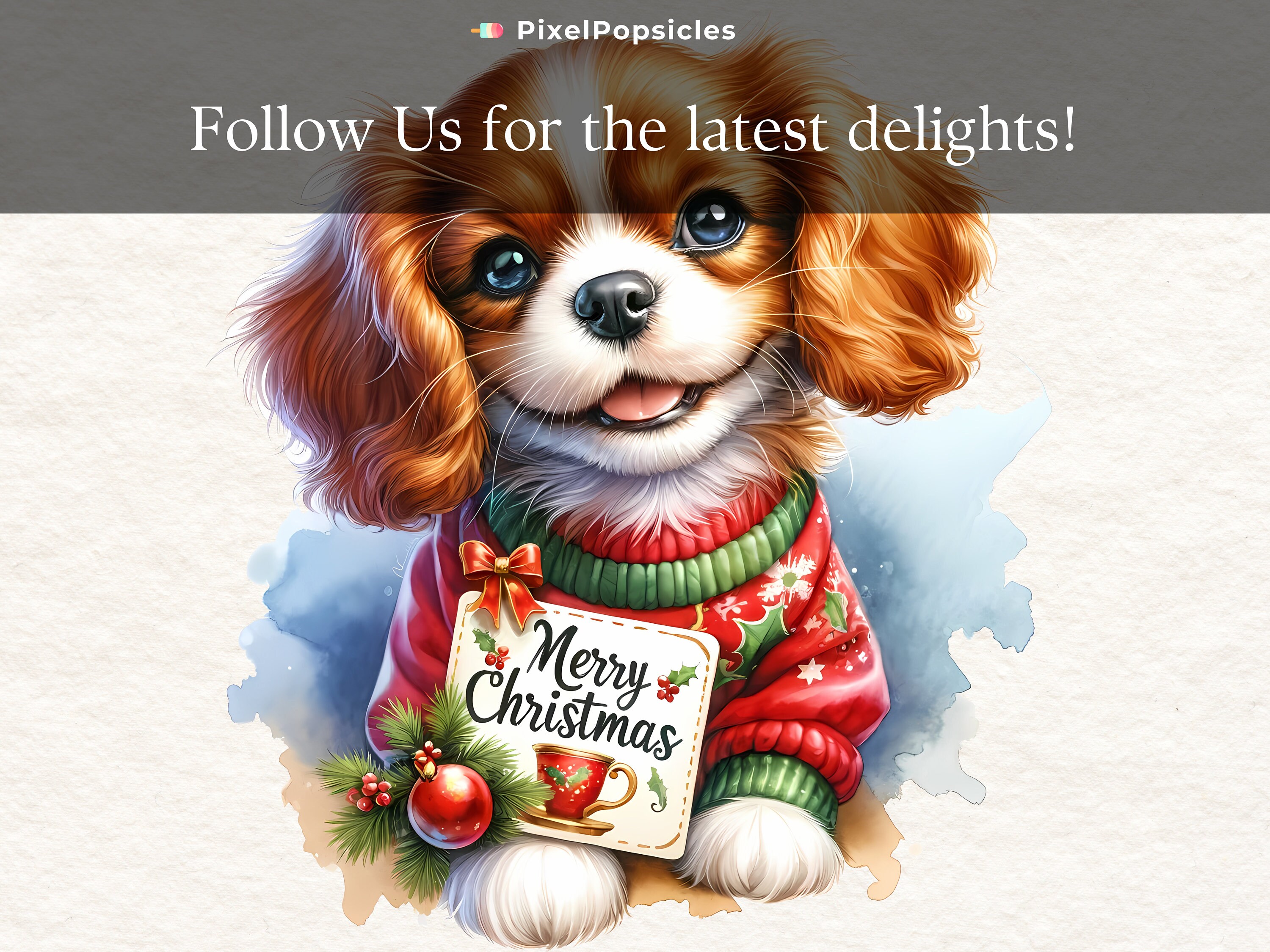Merry Christmas Dog Clipart | Doodle PNG Set (digital Printable) - Etsy