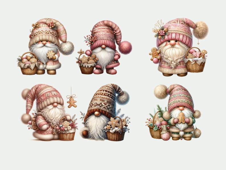 Winter Gnome Watercolor Clipart: Christmas PNG Graphics (digital ...