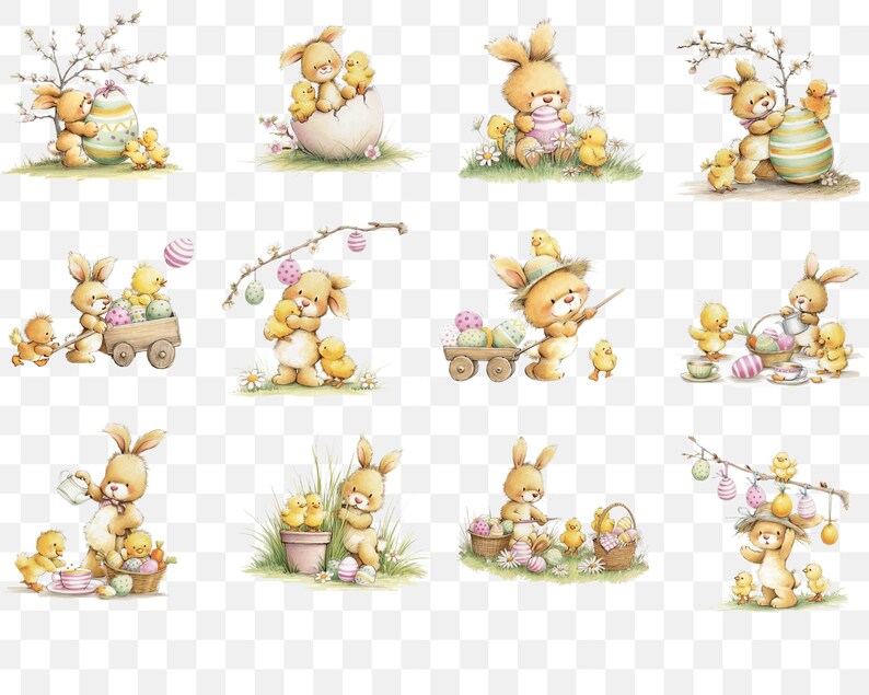 Watercolor Bunny Clipart | Cute Rabbit PNG, Easter Graphics (digital ...