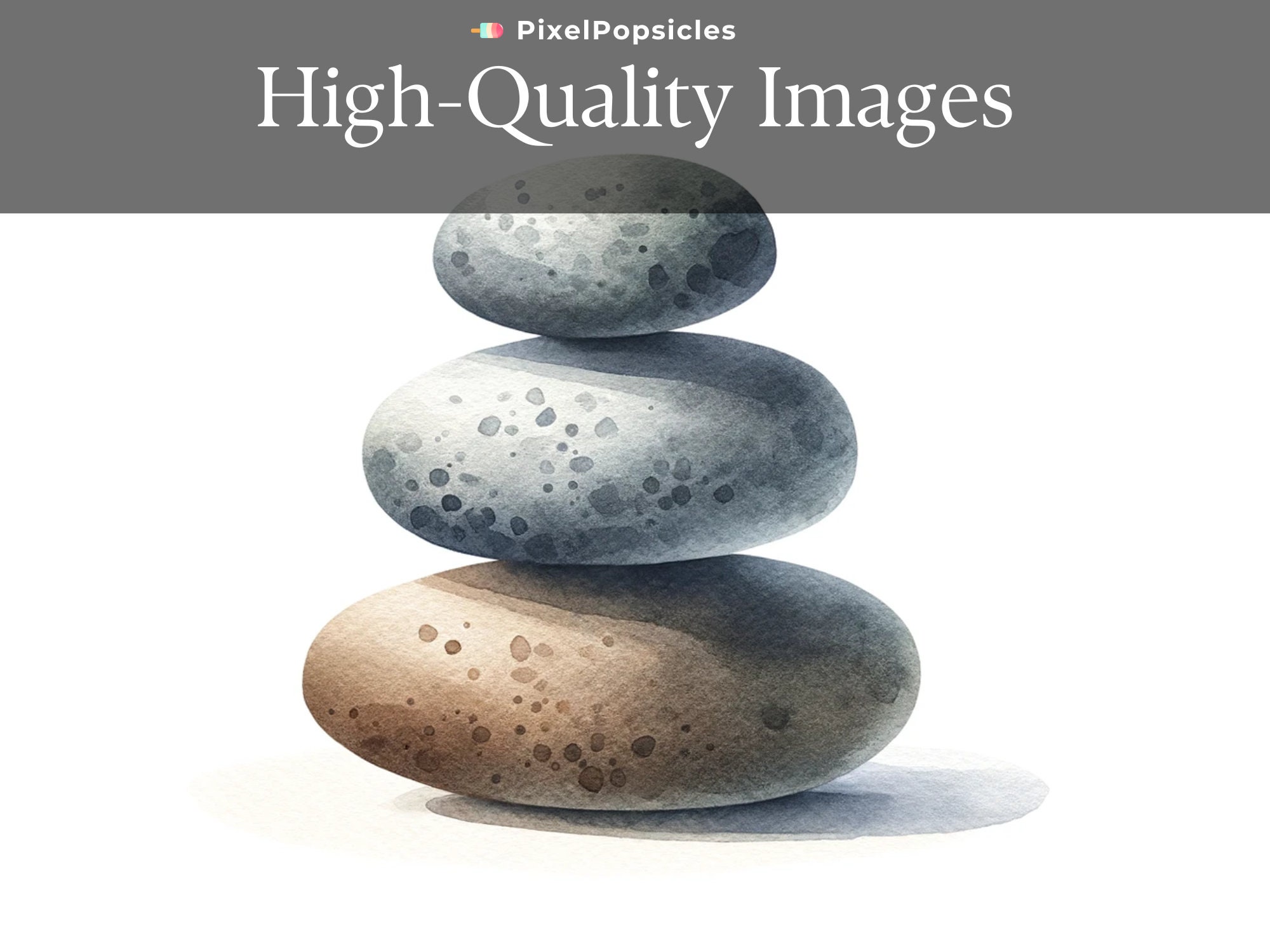 10 Zen Stones Clipart, Meditation Stones, Printable Watercolor Clipart ...