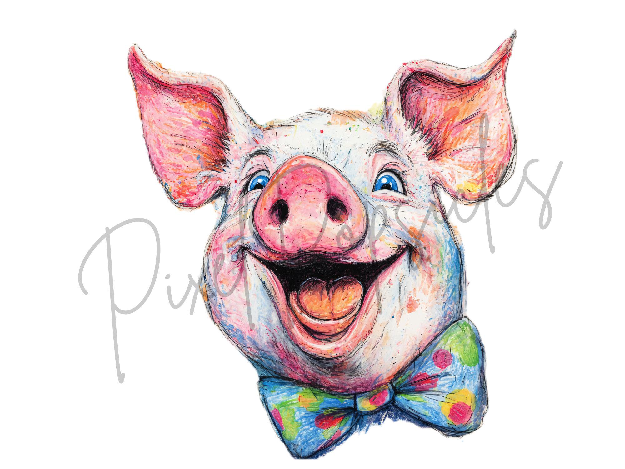 Funny Pig PNG Clipart: Playful Farm Animal Art (digital Download) - Etsy