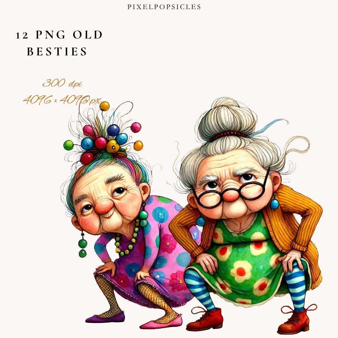 Funny Old Friends PNG Clipart: Scrapbook & Card Designs (digital ...