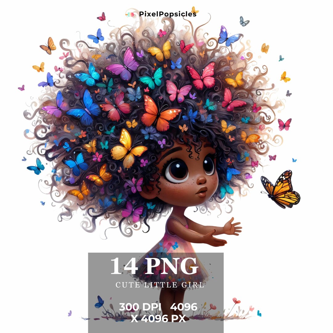14 Cute Girls and Butterfly Bundle Clipart PNG, Girls, Digital Download ...