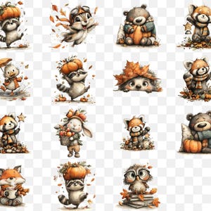 Autumn Woodland Animals Clipart Bundle: Fall Forest PNG Images (digital ...