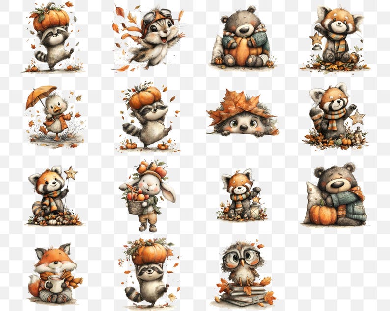 Autumn Woodland Animals Clipart Bundle: Fall Forest PNG Images (digital ...