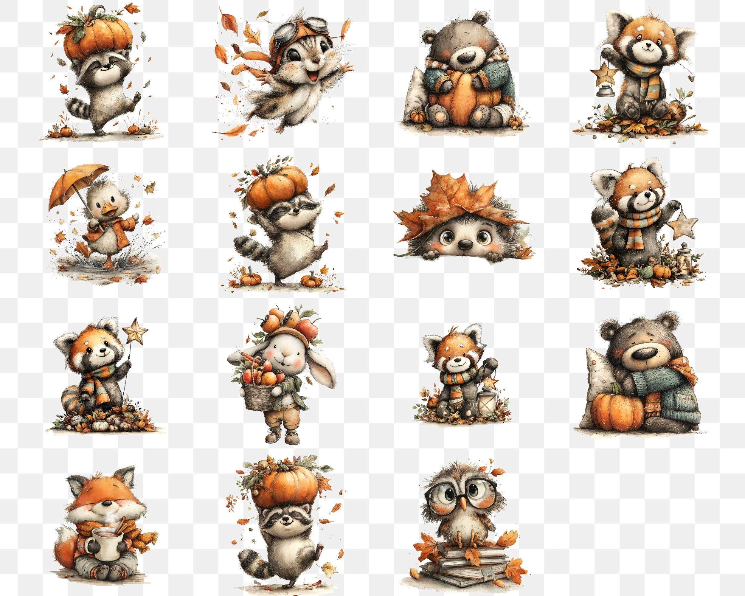 Autumn Woodland Animals Clipart Bundle: Fall Forest PNG Images (digital ...