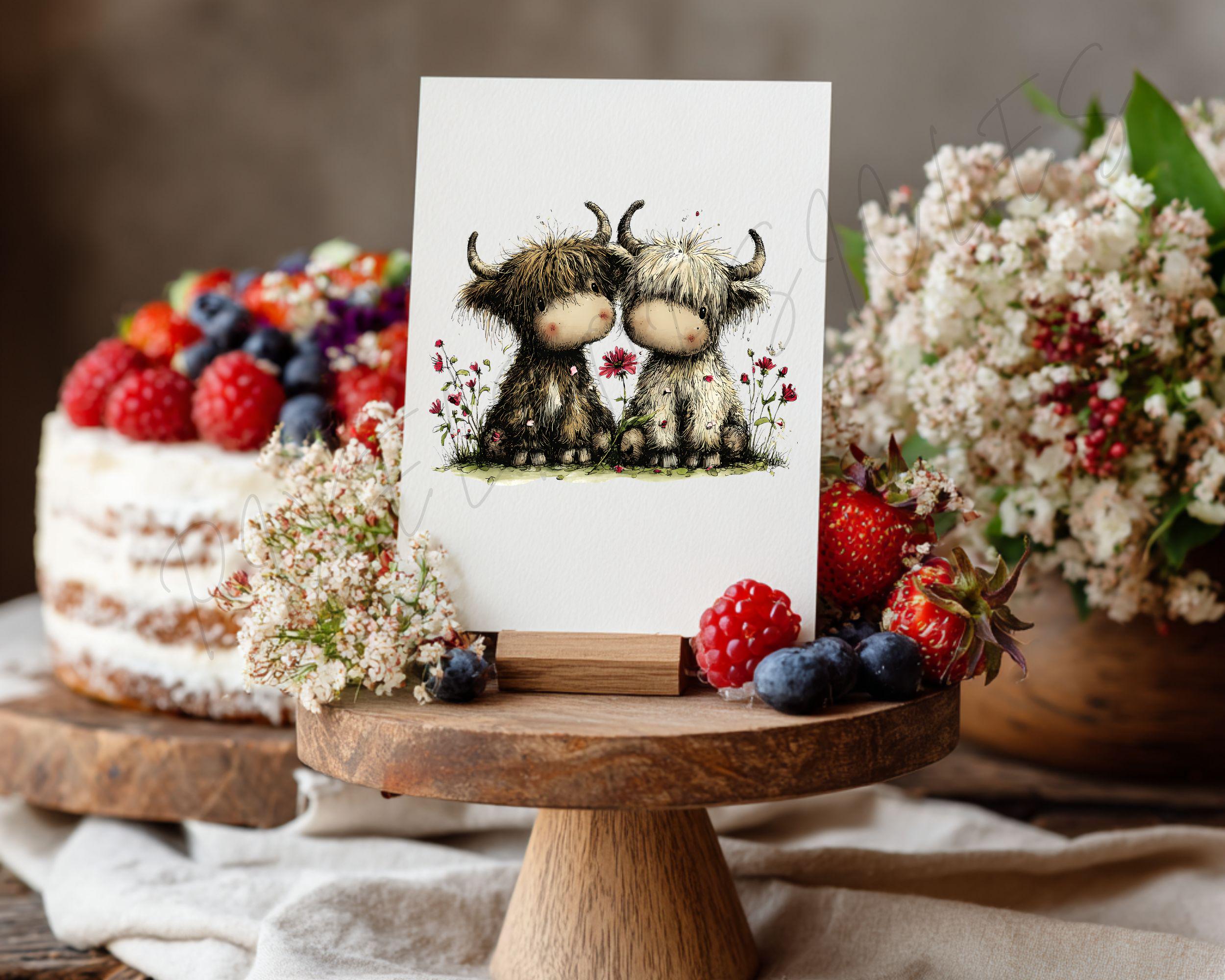Whimsical BBF Cow Clipart: Summer Cow Watercolor PNG Bundle (digital ...