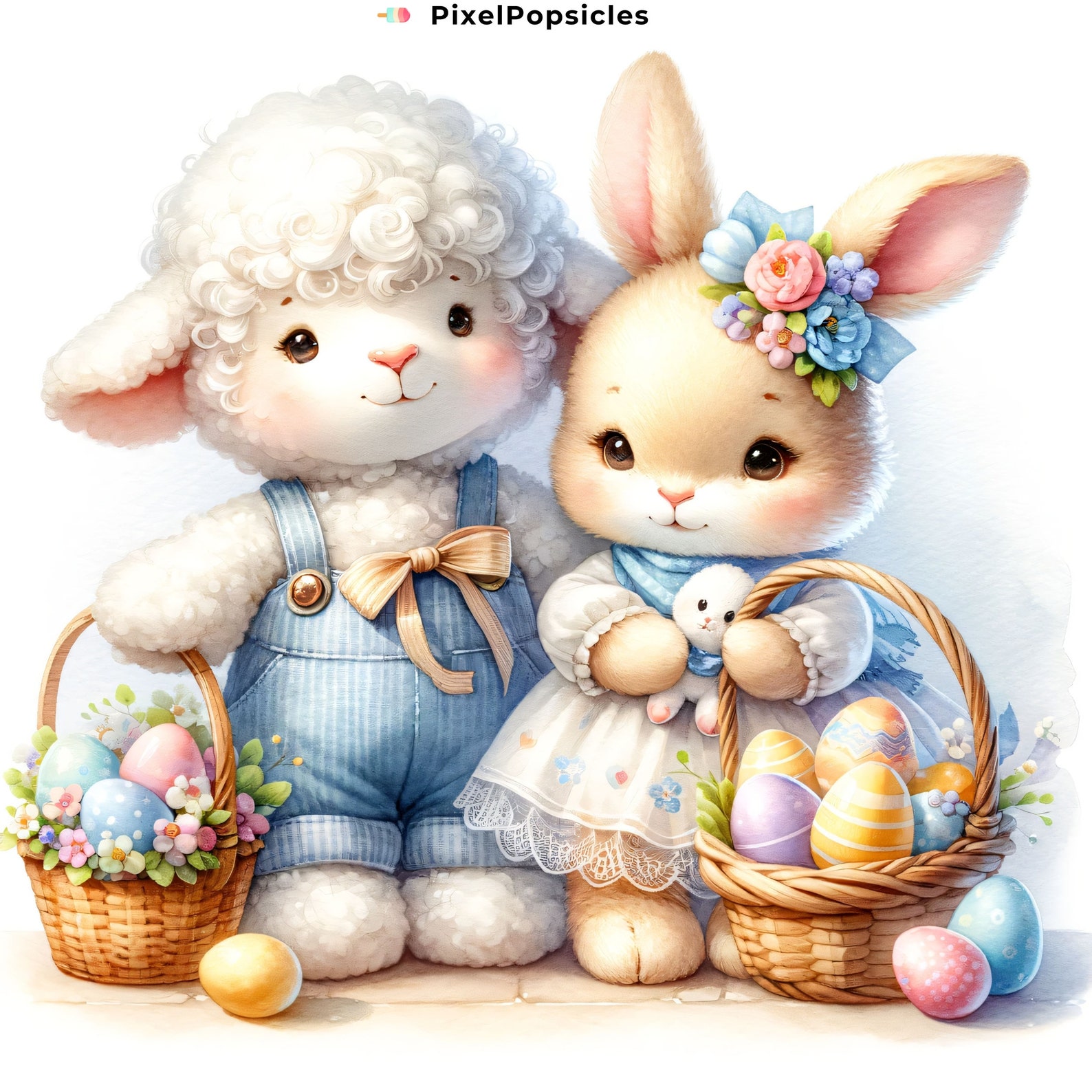 Easter Lamb & Bunny Clipart: Spring Nursery Bundle (digital Download ...