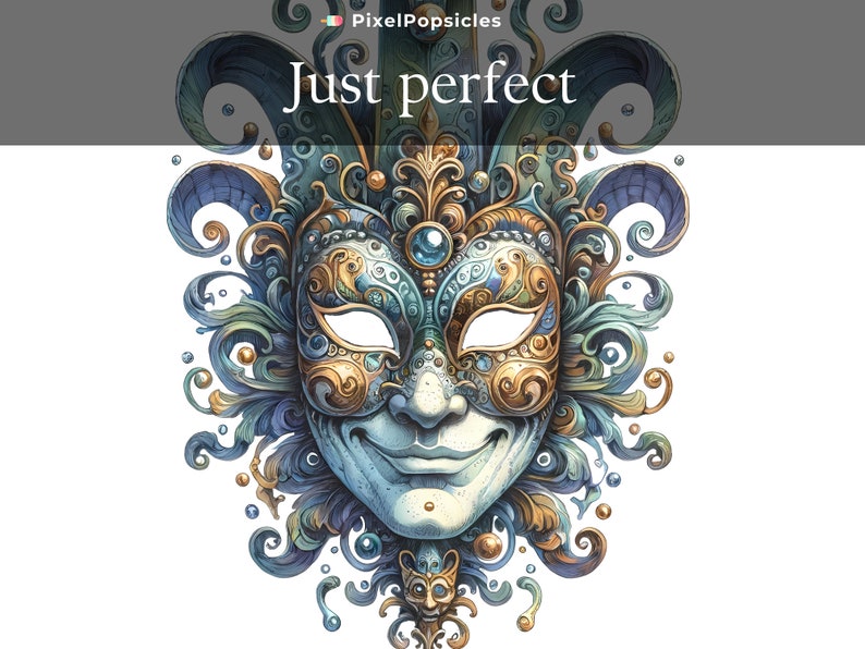 Masquerade Masks Clipart Watercolor PNG Set 15 Venetian Mask, Mardi ...