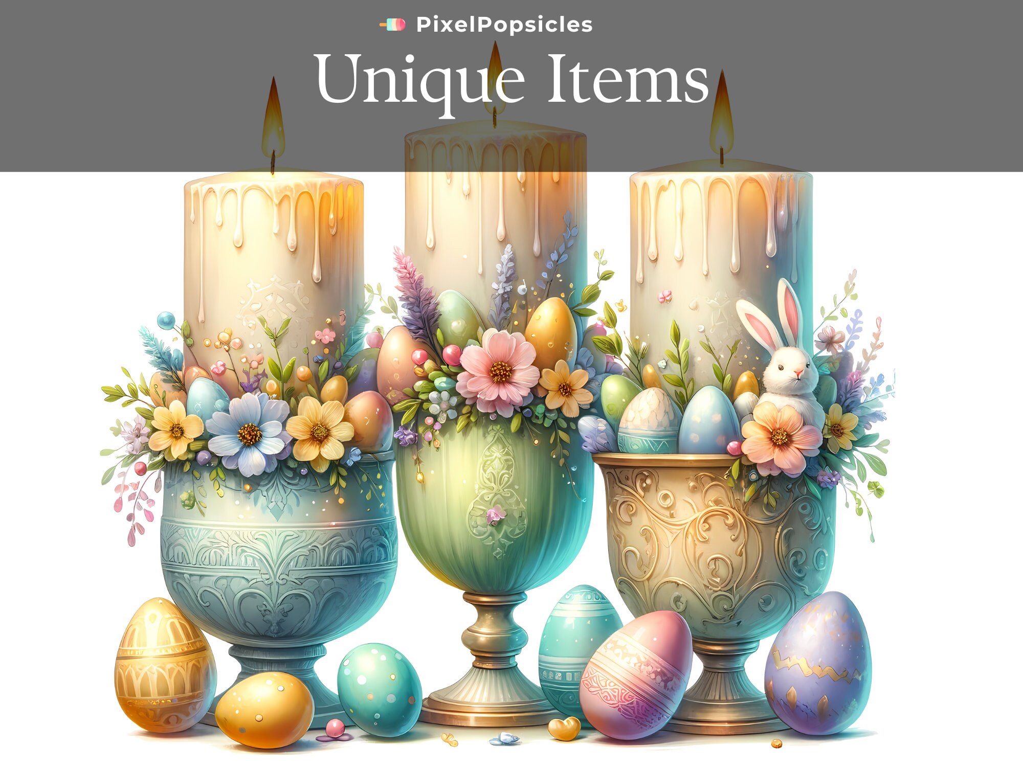Easter Candle Clipart 12 High Quality Pngs, Memory Book, Junk Journals ...