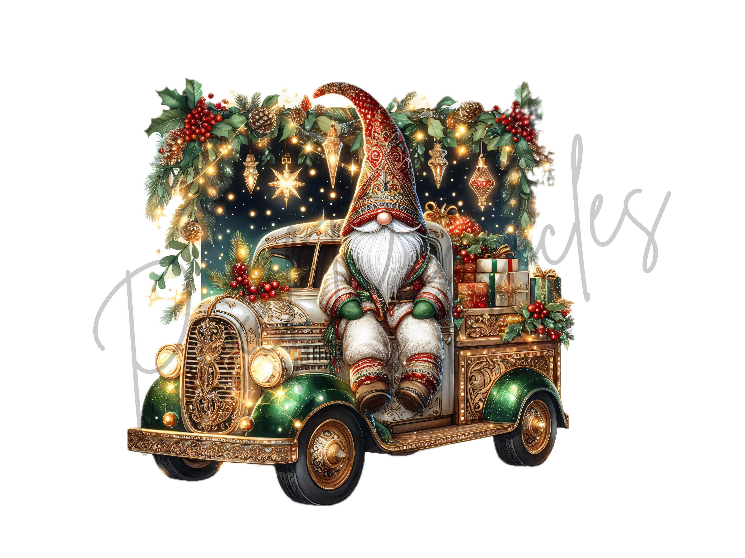 Christmas Gnome Truck Clipart: Watercolor PNG Bundle (digital Download ...
