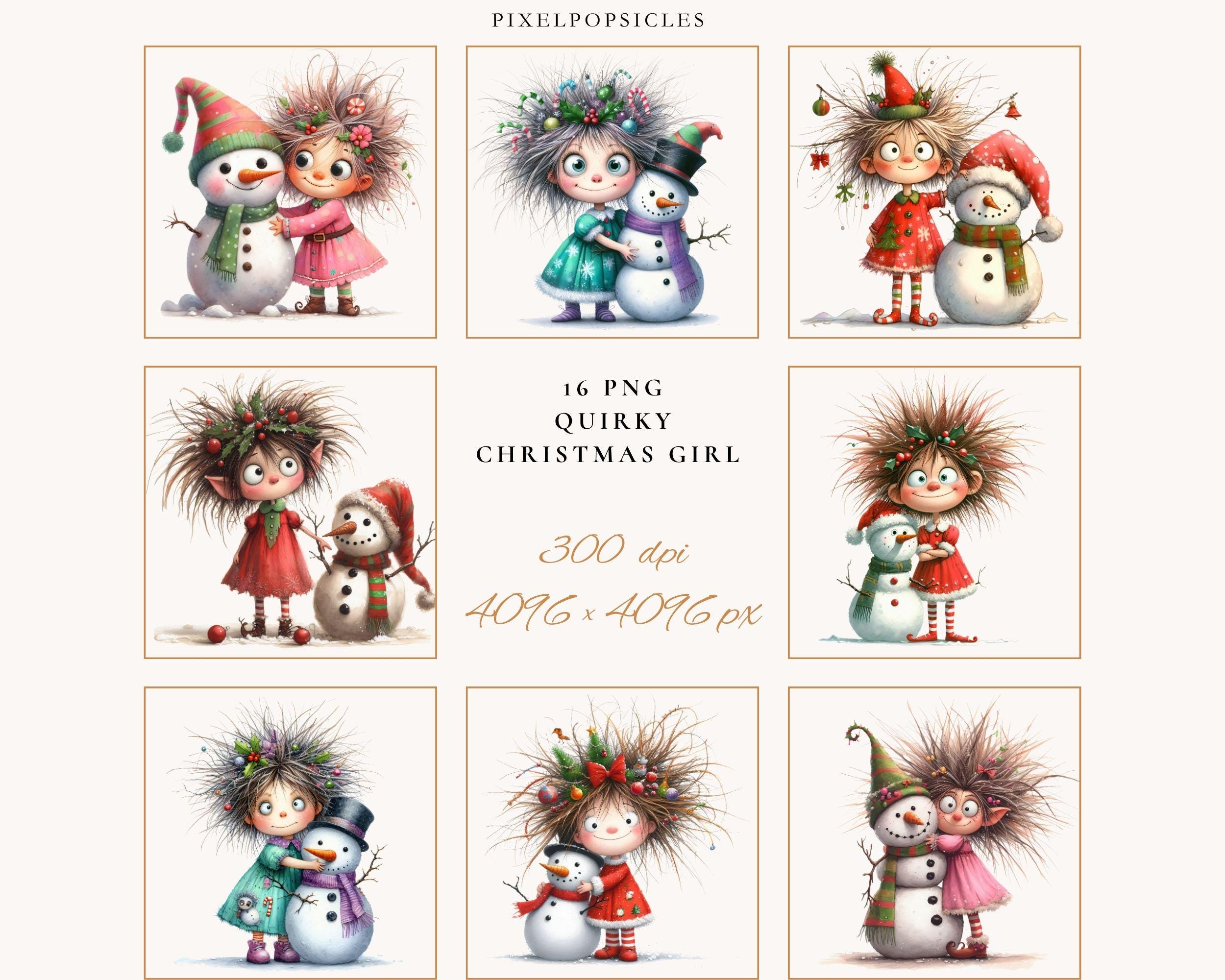 Watercolor Christmas Girl Clip Art: Whimsical Holiday Pngs (digital ...