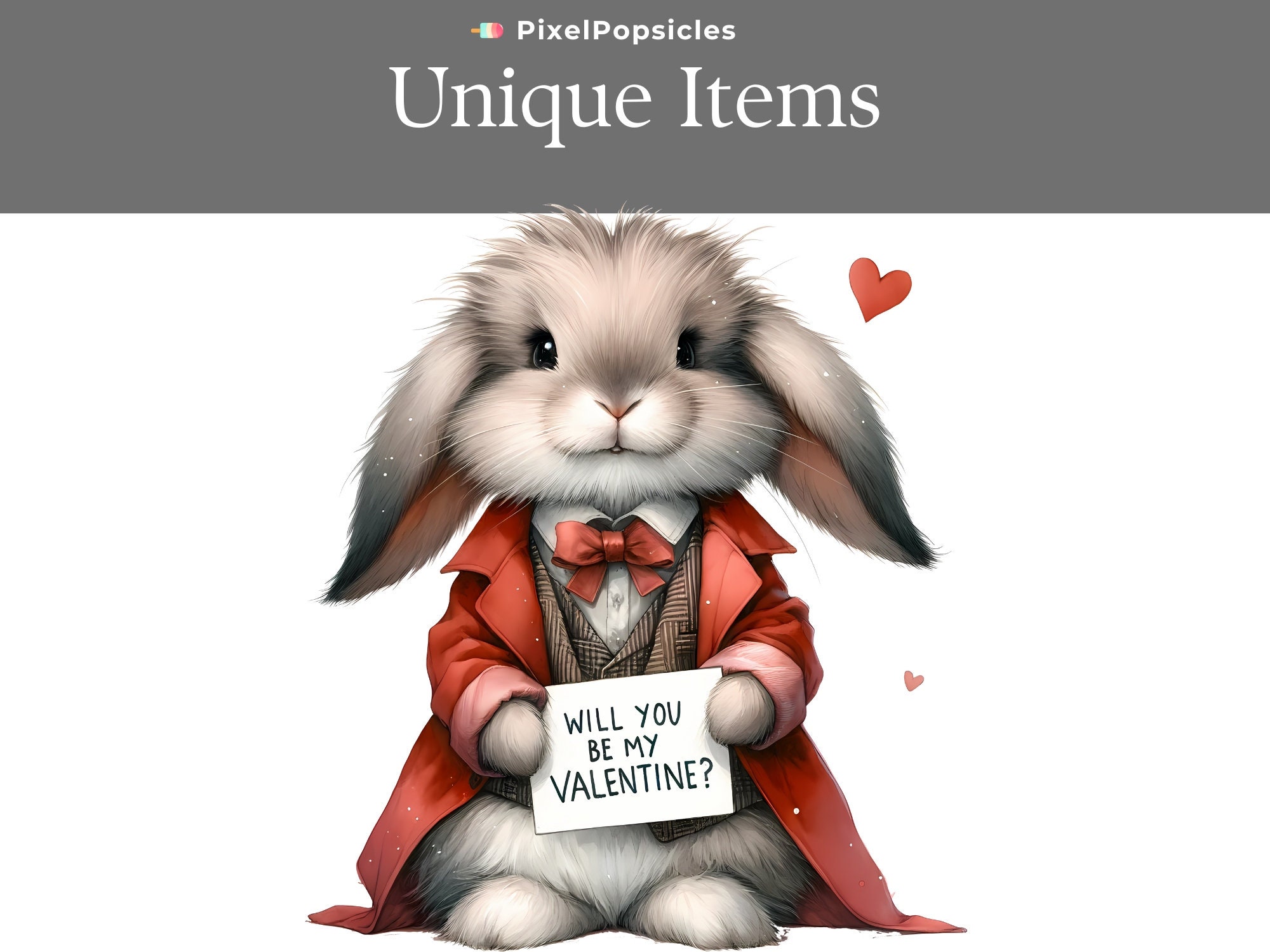 Watercolor Bunny Clipart Set: Valentine's Day Graphics, Commercial Use ...