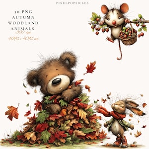 Fall Forest Animal Clipart Set, Cute Fall Forest Animal Clipart Bundle ...