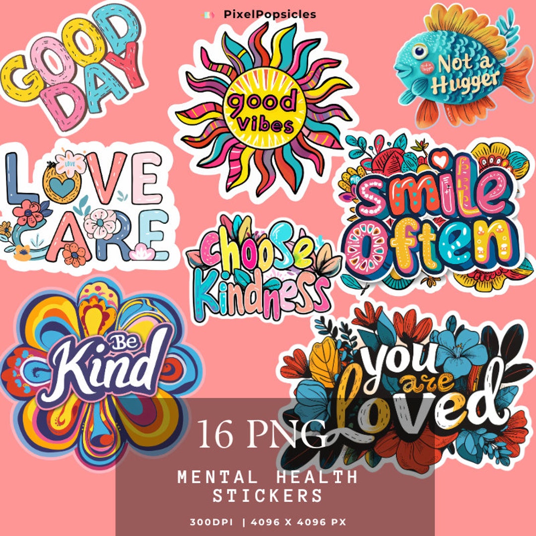 Inspirational Stickers PNG: Positivity & Mental Health (digital ...