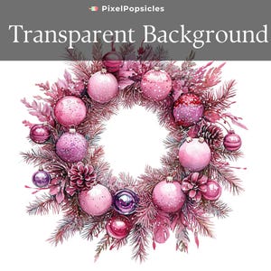 Pink Christmas Wreath Clipart Bundle (digital Download) - Etsy