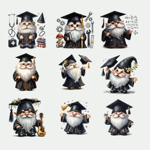 18 Watercolor Graduation Gnome Clipart, Gnomes Graduate PNG, Gnomes ...