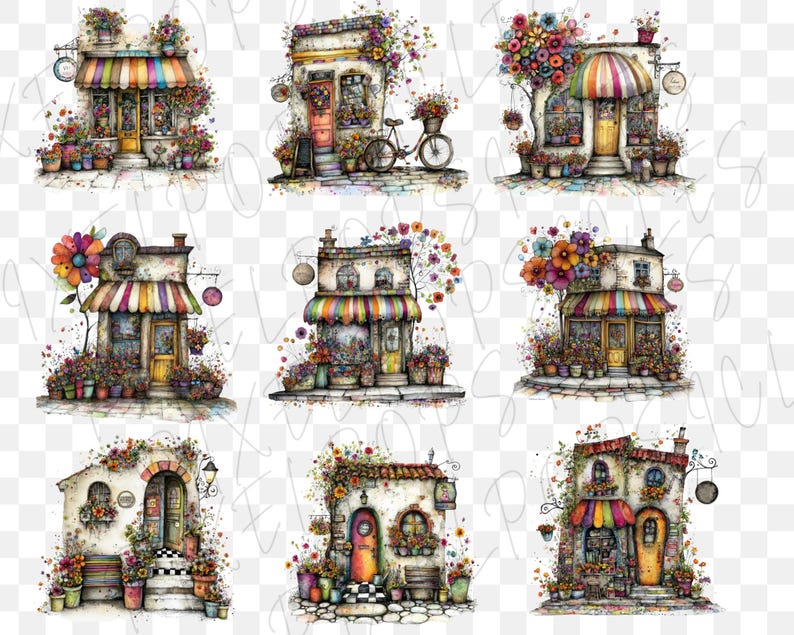 Whimsical Fantasy Bookstore Clipart Bundle - Marigold Storefront PNG ...