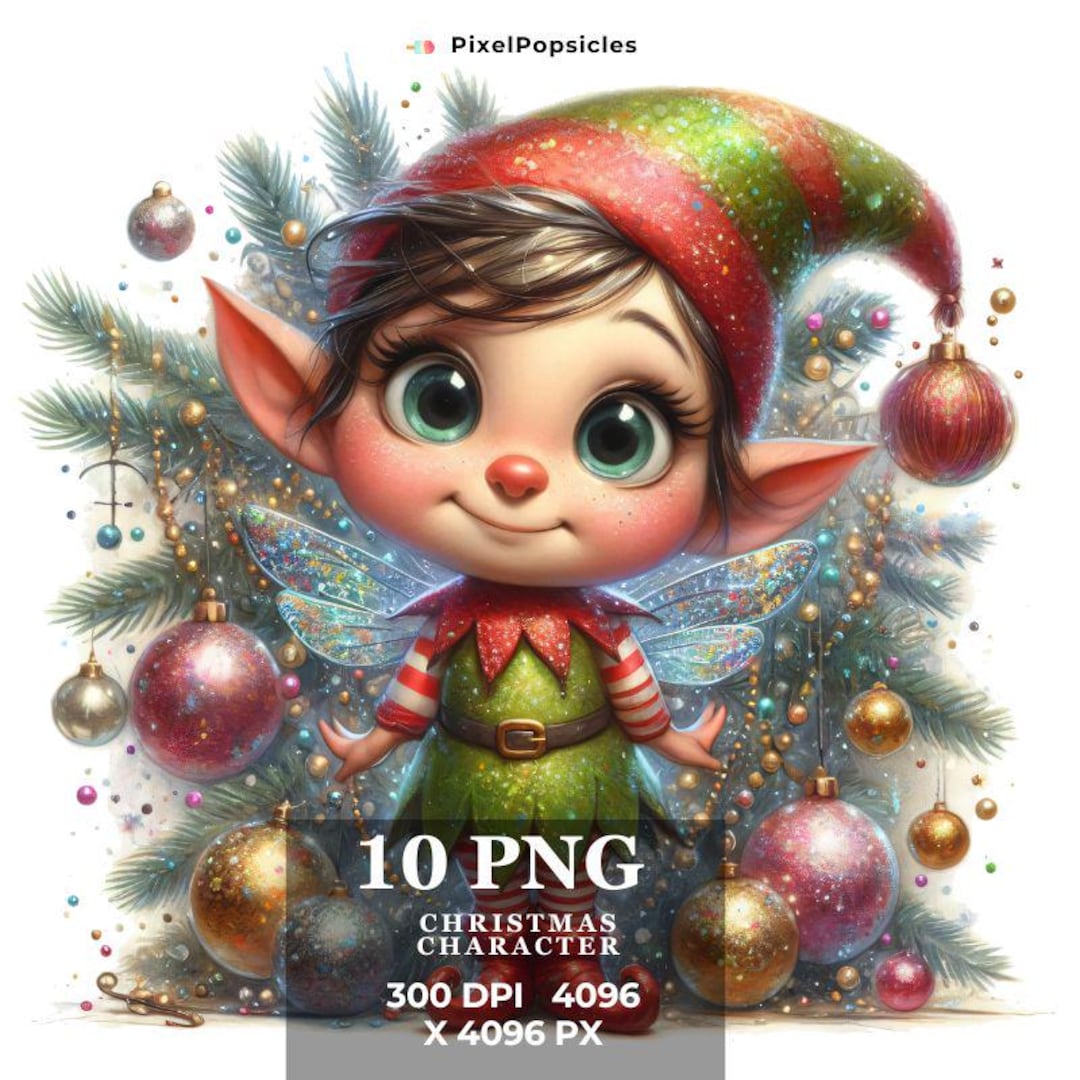Christmas Character Clipart - 10 High Quality PNG, Digital Paper ...