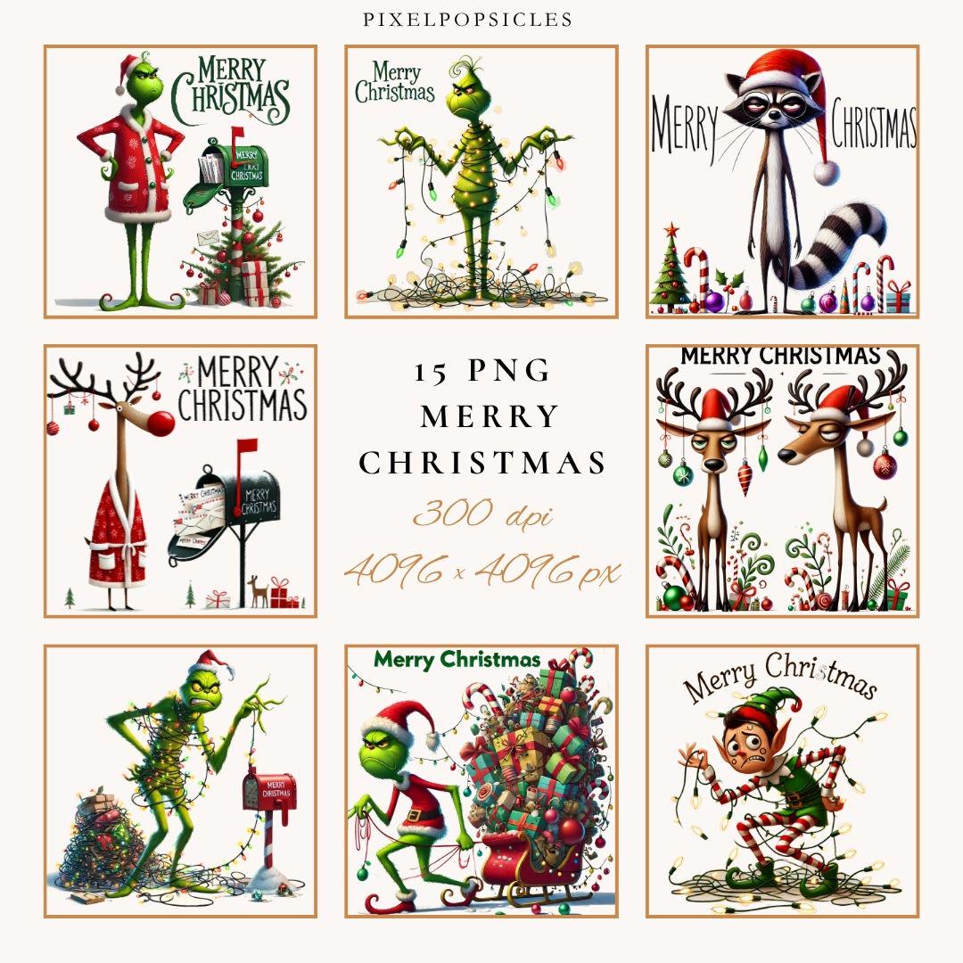 Merry Christmas Grouchy Green Clipart: PNG Digital Art (digital ...