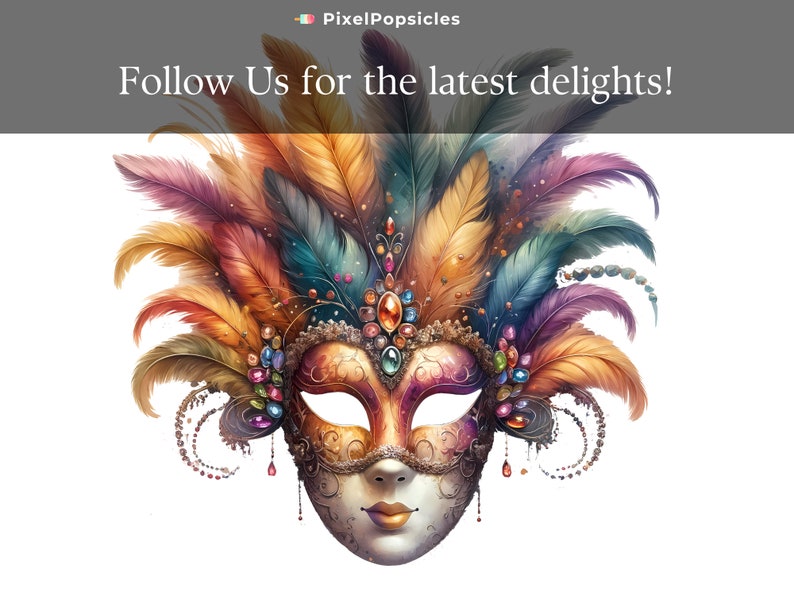 Masquerade Masks Clipart Watercolor PNG Set 10 Venetian Mask, Mardi ...