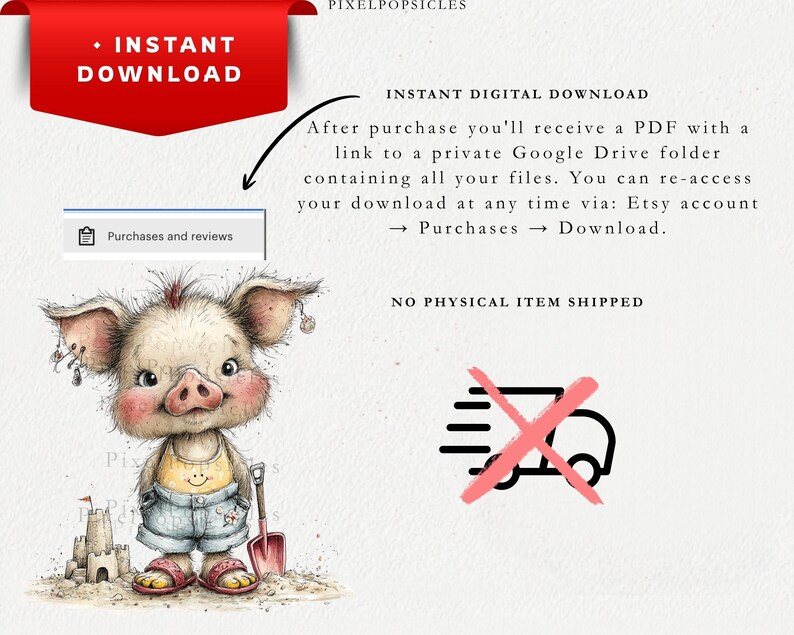 Sweet Pig Clipart, Summer Beach Piggy PNG Bundle, Sublimation Graphics ...
