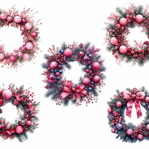 Pink Christmas Wreath Clipart Bundle (digital Download) - Etsy