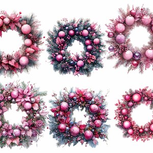 Pink Christmas Wreath Clipart Bundle (digital Download) - Etsy