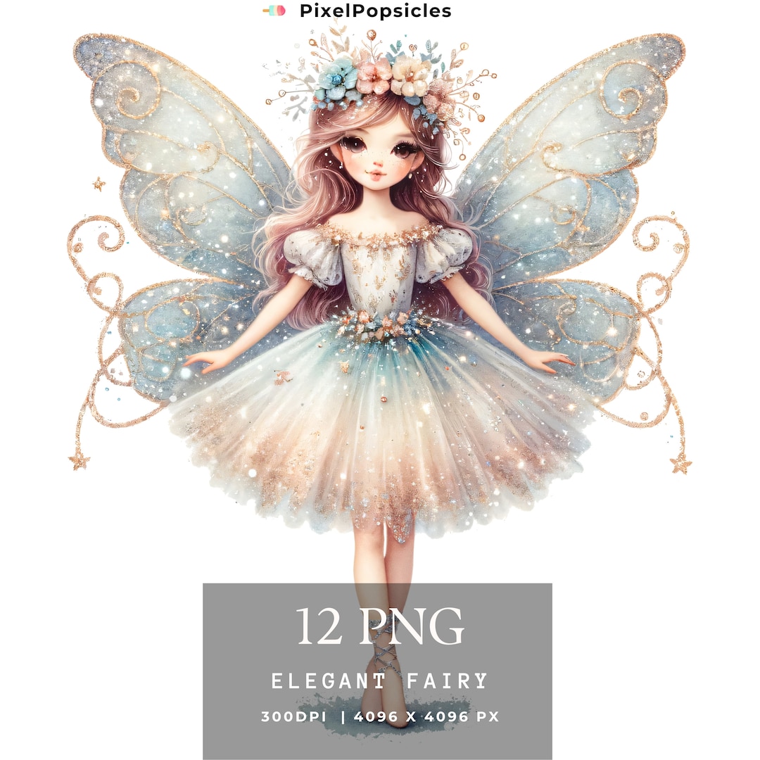 12 Elegant Watercolor Fairy Transparent Clipart | Fairy Clip Art Set ...