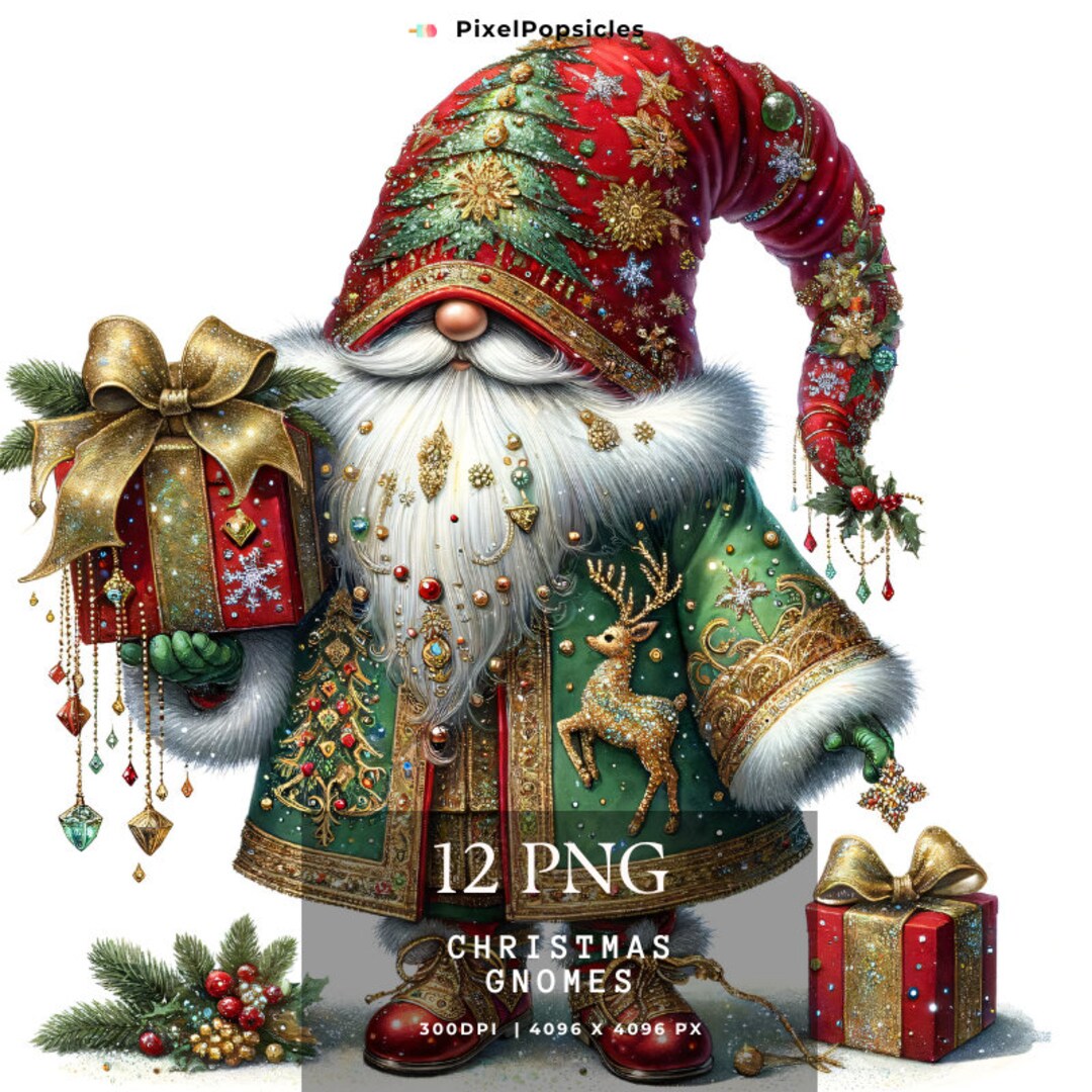 Red Christmas Gnomes Clipart | 12 PNG Files | Christmas Clipart ...