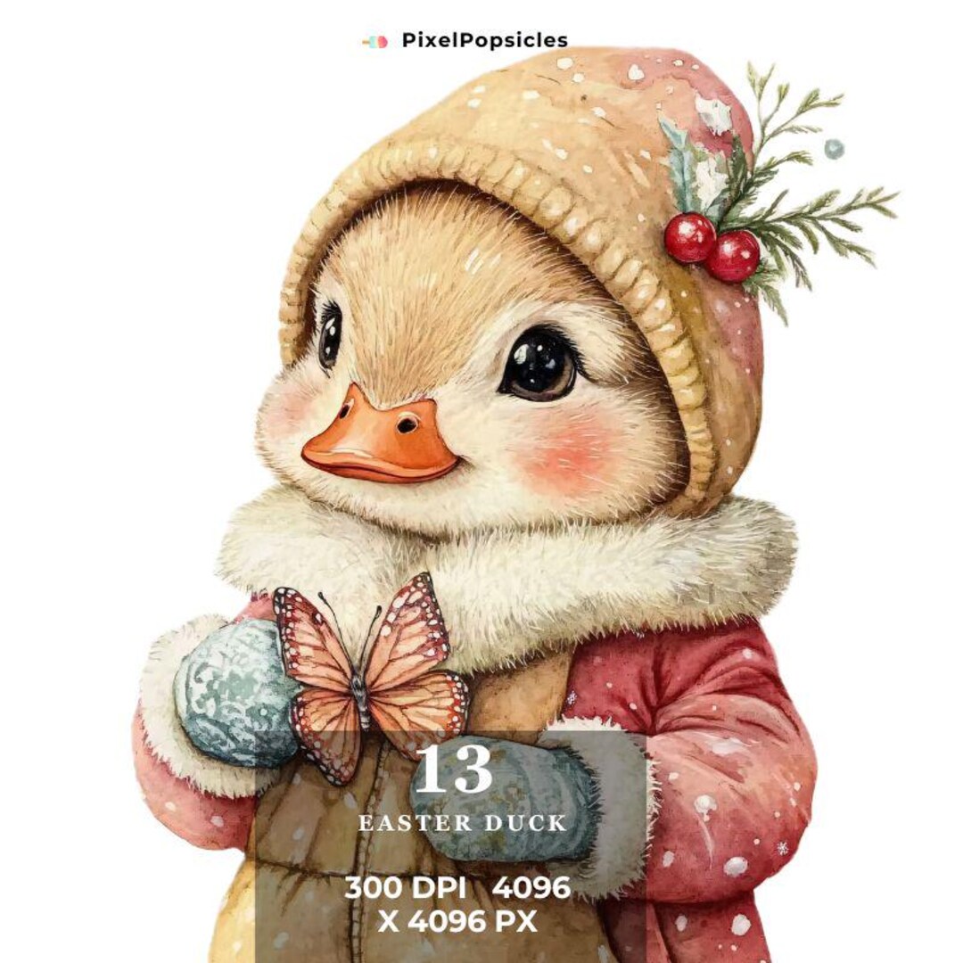 13 Easter Duck Clipart, Watercolor Cute Ducks Clipart, Spring Clipart ...