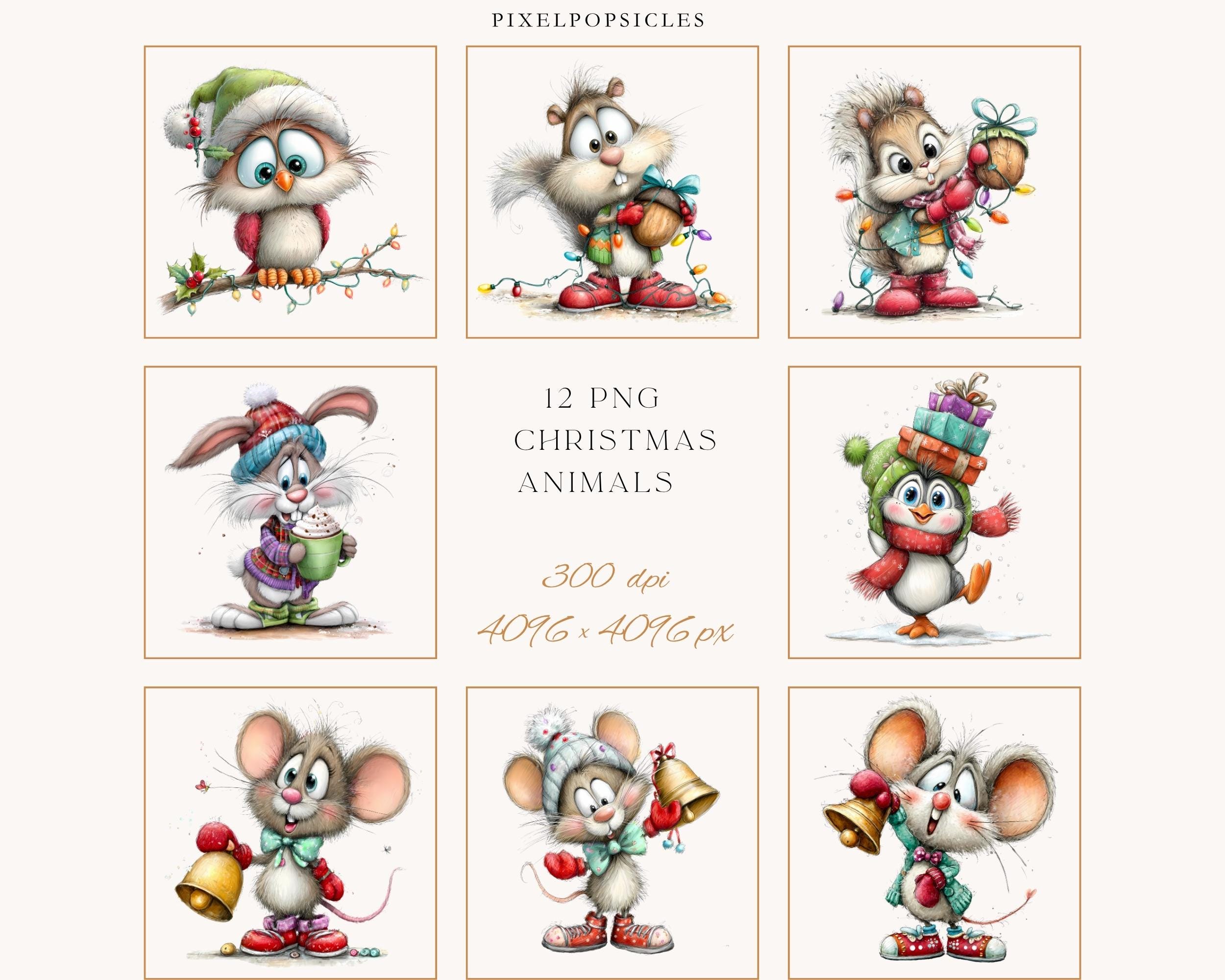 Christmas Animals PNG Bundle: Winter Woodland Clip Art (digital ...