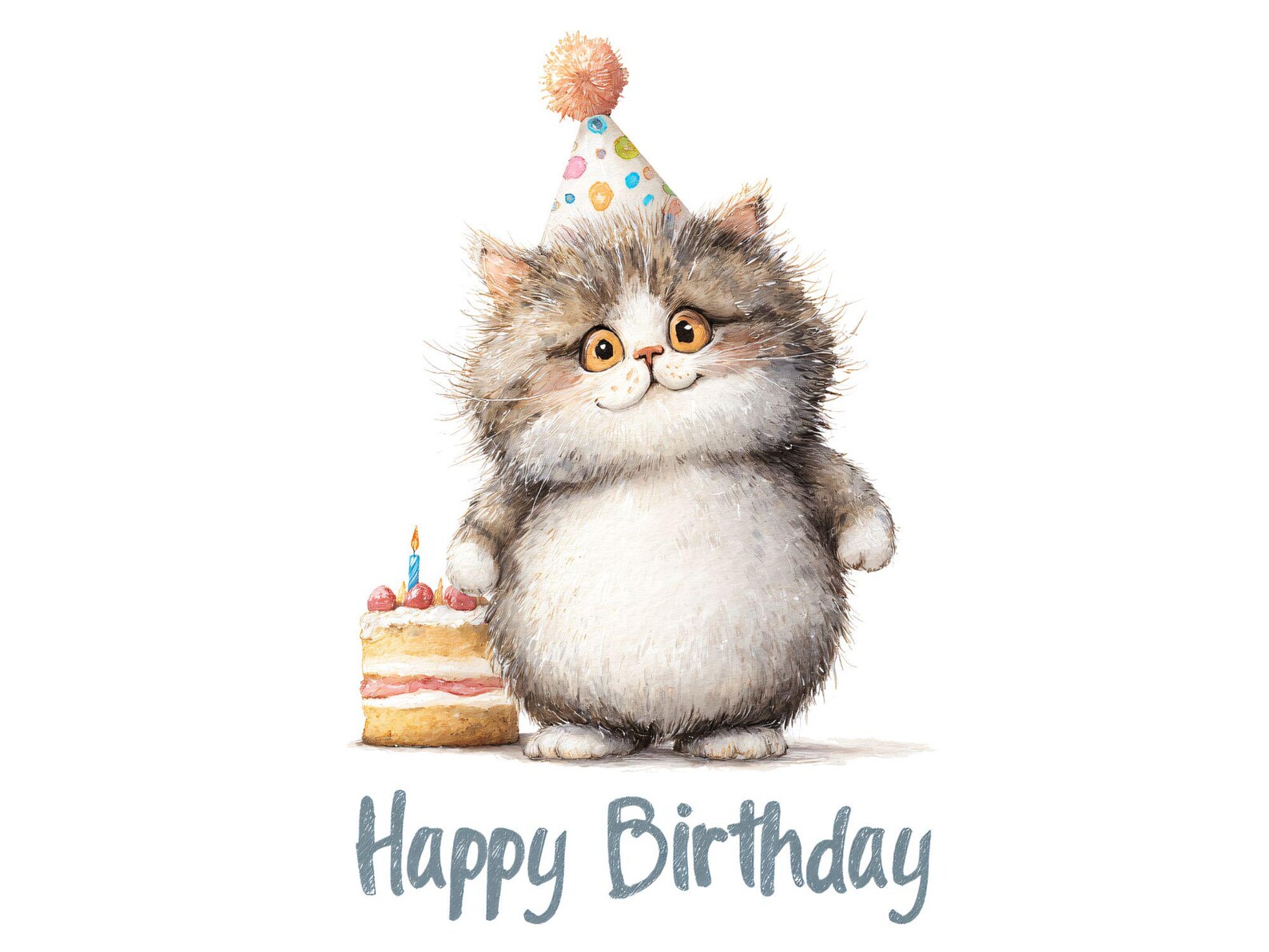 Birthday Cats Clipart Bundle: Watercolor Kitten Illustrations (instant ...