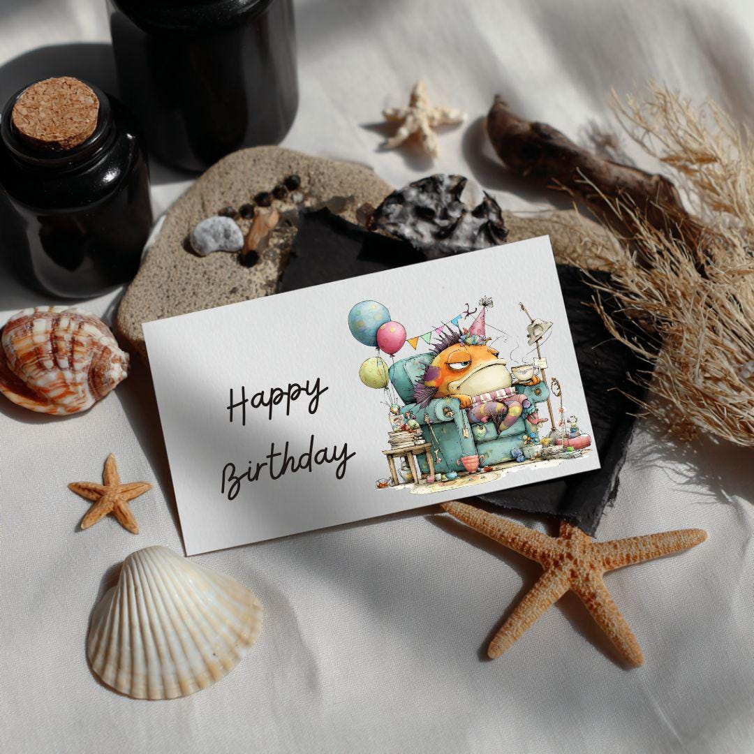 Grumpy Fish Art Print: Funny Sea Animal Kids Room Decor (digital ...