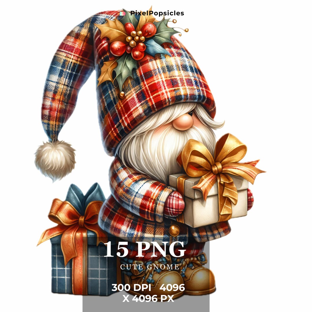 Christmas Gnomes Clipart: Festive Winter Holiday PNG Images (digital ...