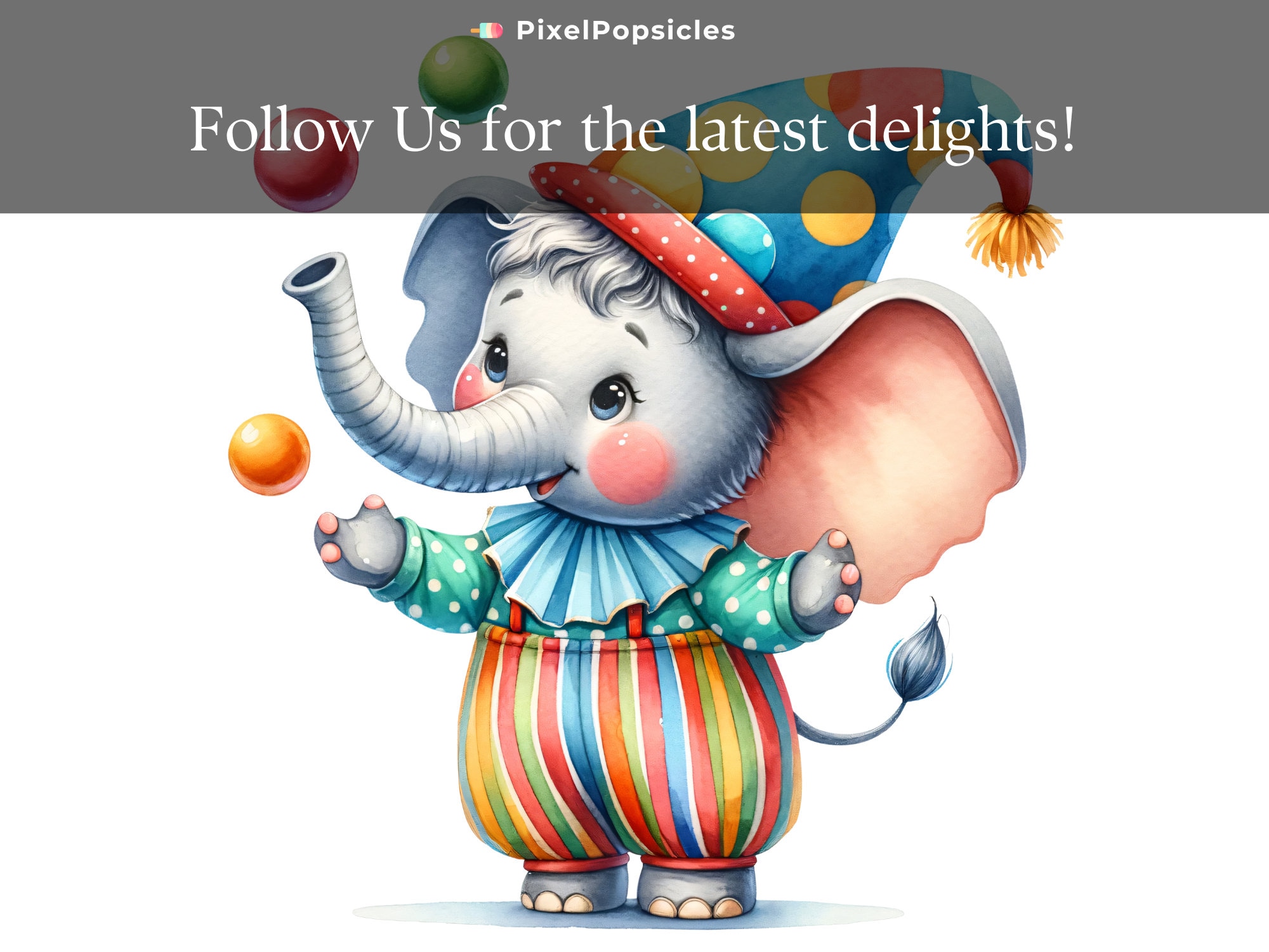 Cute Elephant Clown Clipart Adorable Clown Clipart Bundle 12 High ...