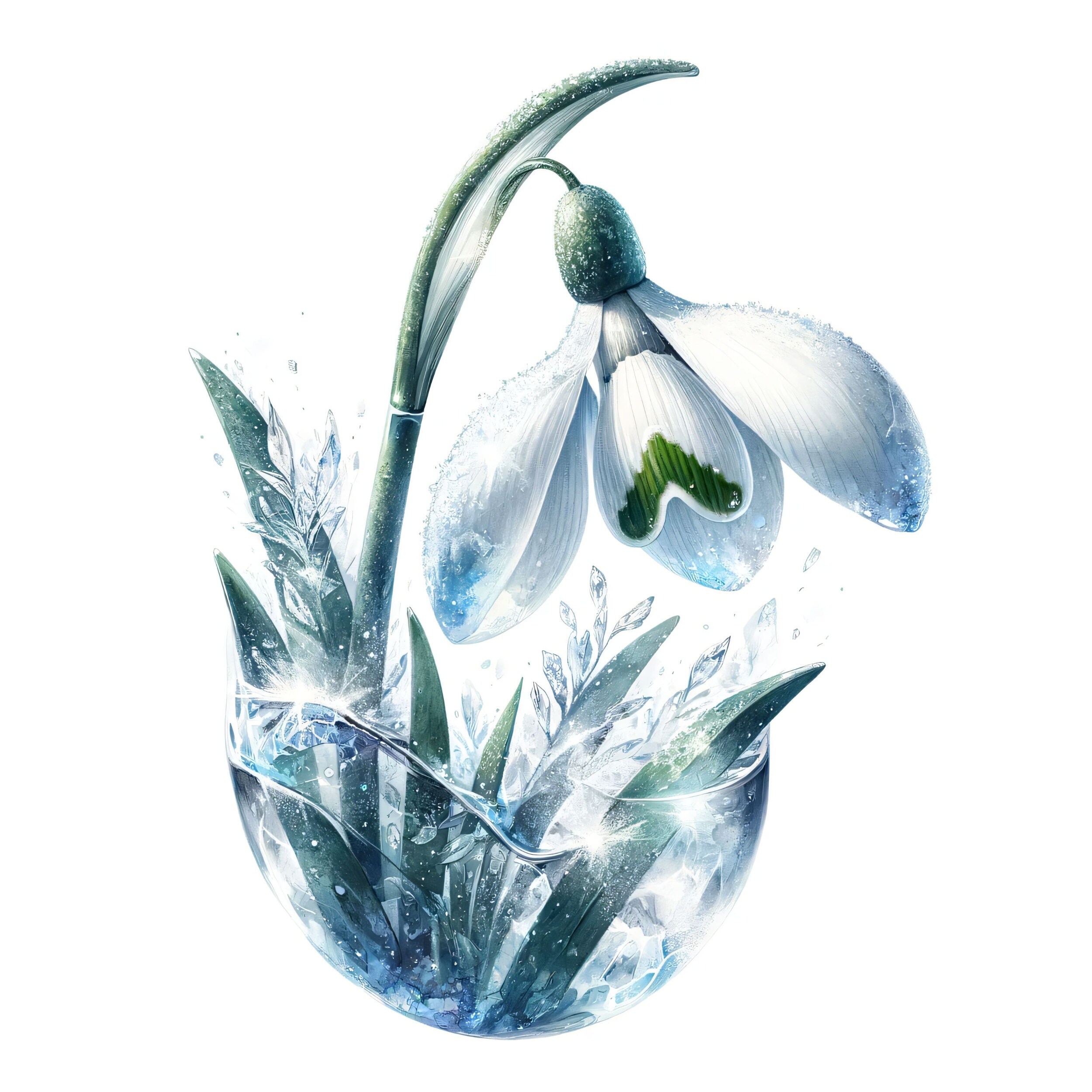 12 Frozen Flowers Clipart Jpg, Watercolor Flowers Jpg, Winter Flower ...