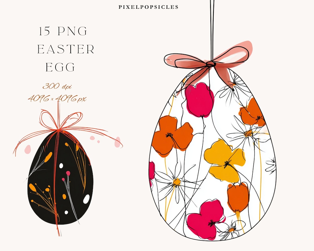 15 Floral Easter Eggs Watercolor Clipart: Spring Flowers (PNG Digital ...